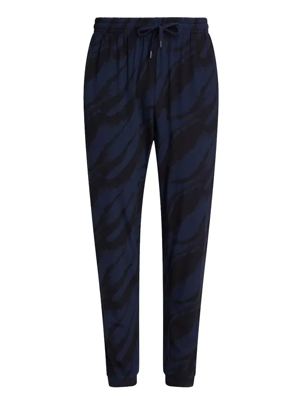 Derek Rose Tapered Printed Modalblend Jersey Sweatpants - Navy