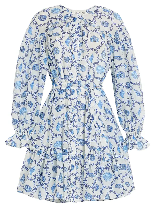 Saloni Pixie Floral-print Mini Dress - Blue
