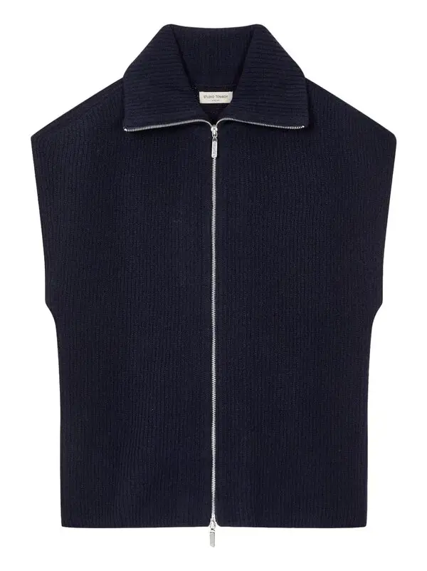 STUDIO TOMBOY Zip-up Knitted Vest - Blue