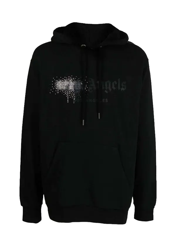 Palm Angels Rhinestone Sprayed Hoodie - Black