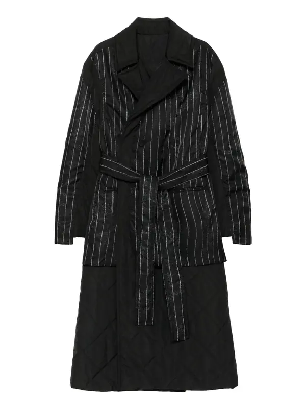 Jean Paul Gaultier Striped Padded Coat - Black