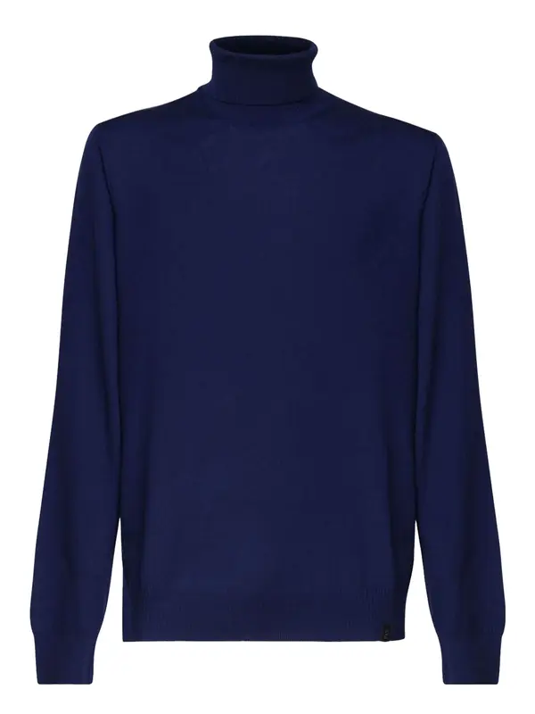 FAY Turtleneck Wool Jumper - Blue