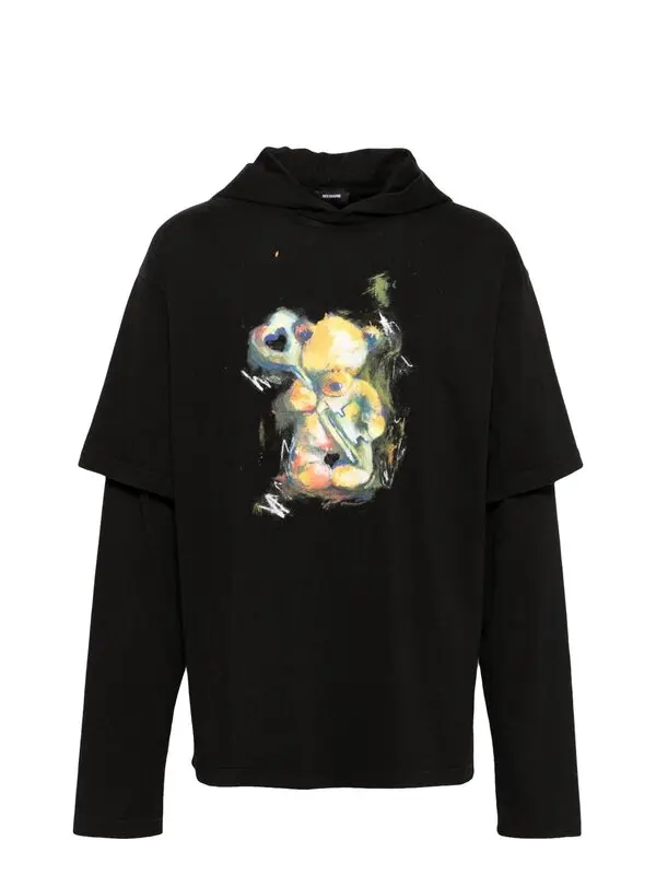 We11Done Teddy Bear Layered Hoodie - Black