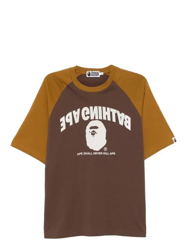A BATHING APE College Relaxed Fit Raglan Tee - Brown