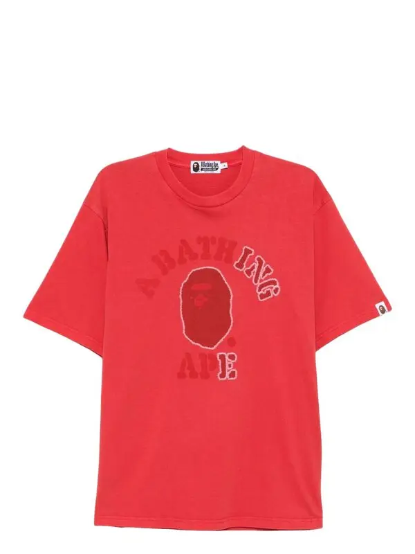 A BATHING APE Garment Dye College Relaxed Fit Tee - Red