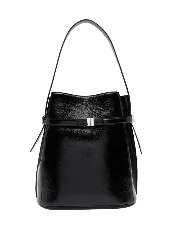TOTEME Belted Naplack-leather Bucket Bag - Black