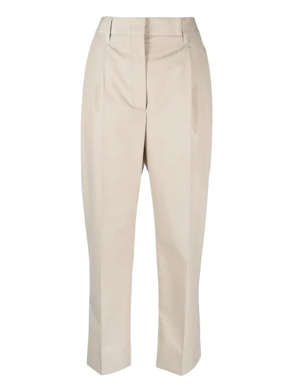 Prada Cropped Tailored Trousers - Neutrals