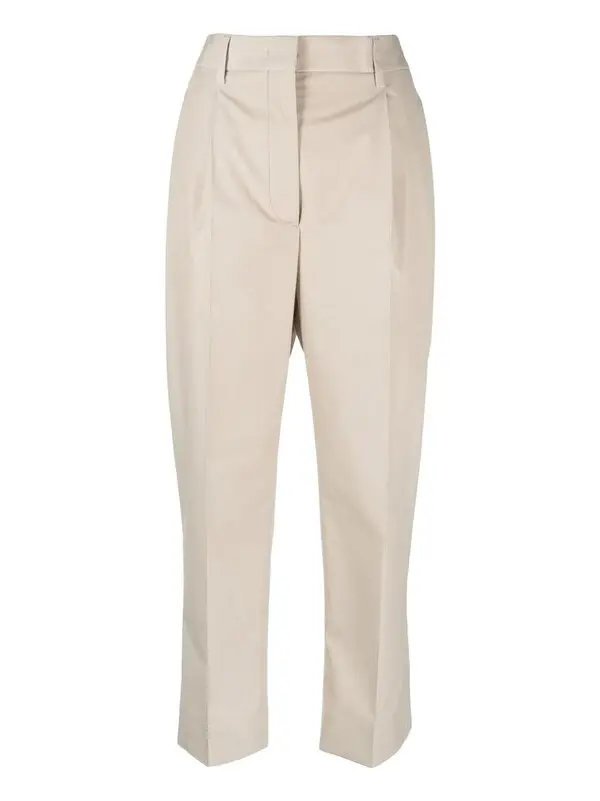 Prada Cropped Tailored Trousers - Neutrals