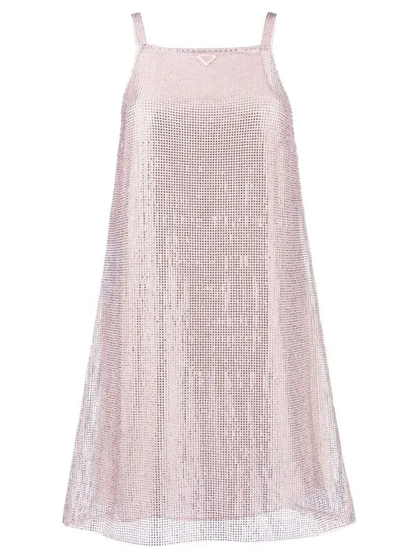 Prada Rhinestone-embellished Mesh Minidress - Pink
