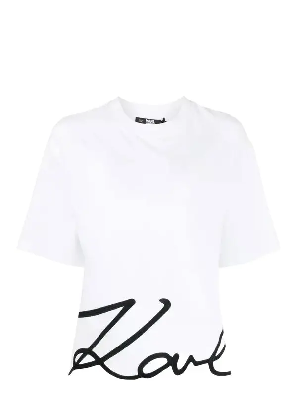 Karl Lagerfeld Signature-hem T-shirt - White