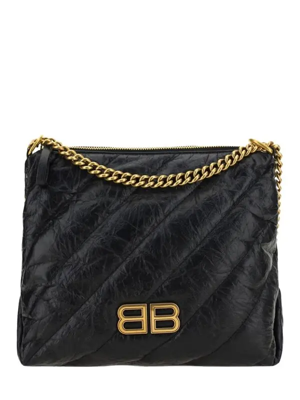 Balenciaga Small Crush Shoulder Bag - Black