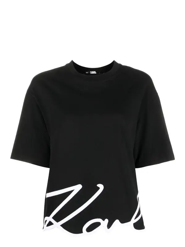 Karl Lagerfeld Signature Hem T-shirt - Black