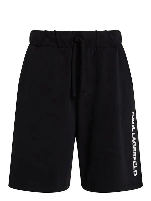 Karl Lagerfeld Logo-print Organic-cotton Shorts - Black