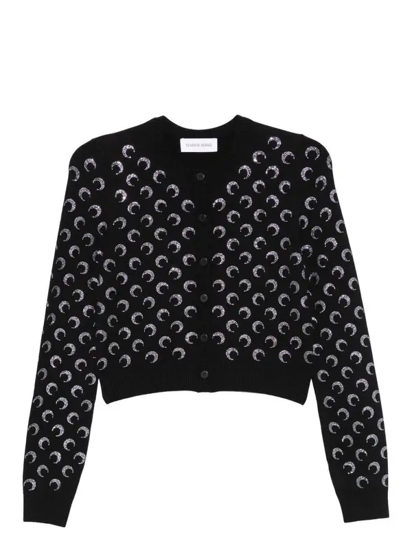 MARINE SERRE Moon Rhinestoned Cardigan - Black