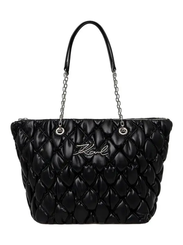 Karl Lagerfeld Signature Quilted Tote - Black