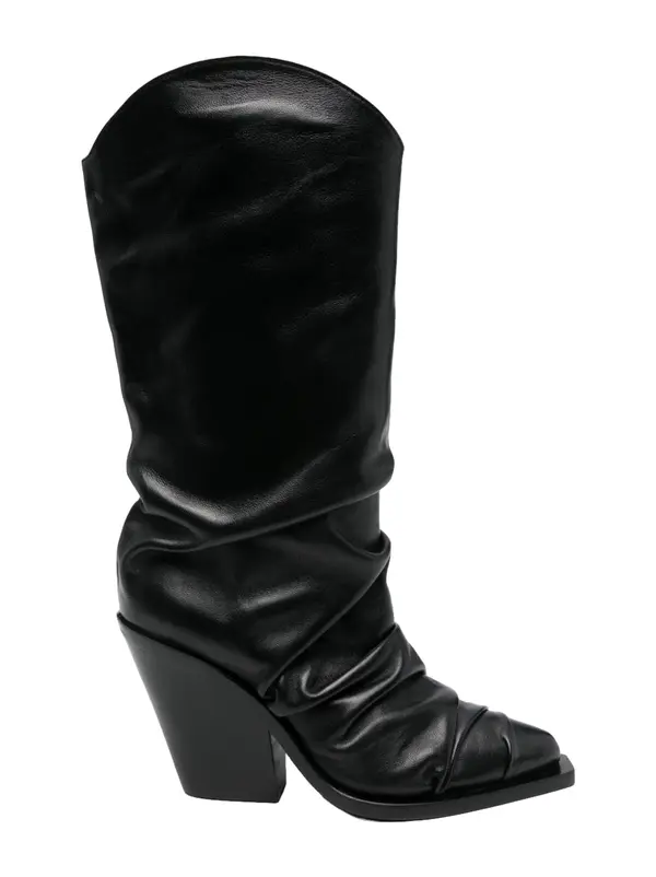LE SILLA 105mm Ruched-detailed Boots - Black