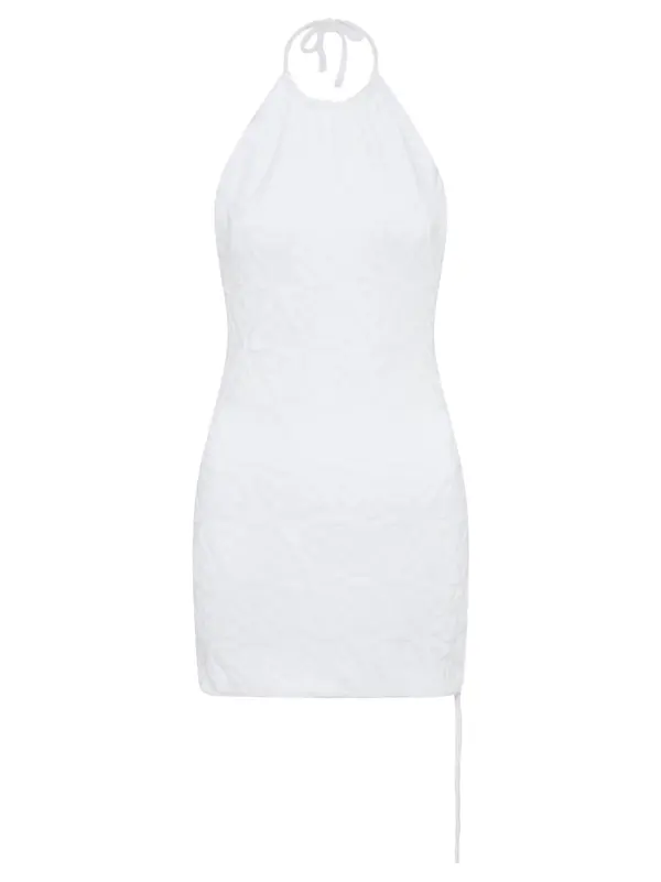 LET'S SWIM Shark-jacquard Mini Dress - White