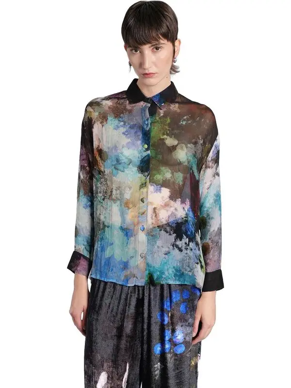 YAVI Printed Viscose Shirt - Blue