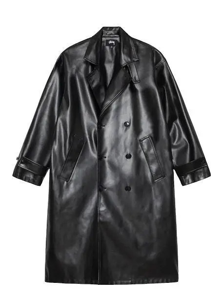 StÜssy Double Breasted Trench Coat - Black