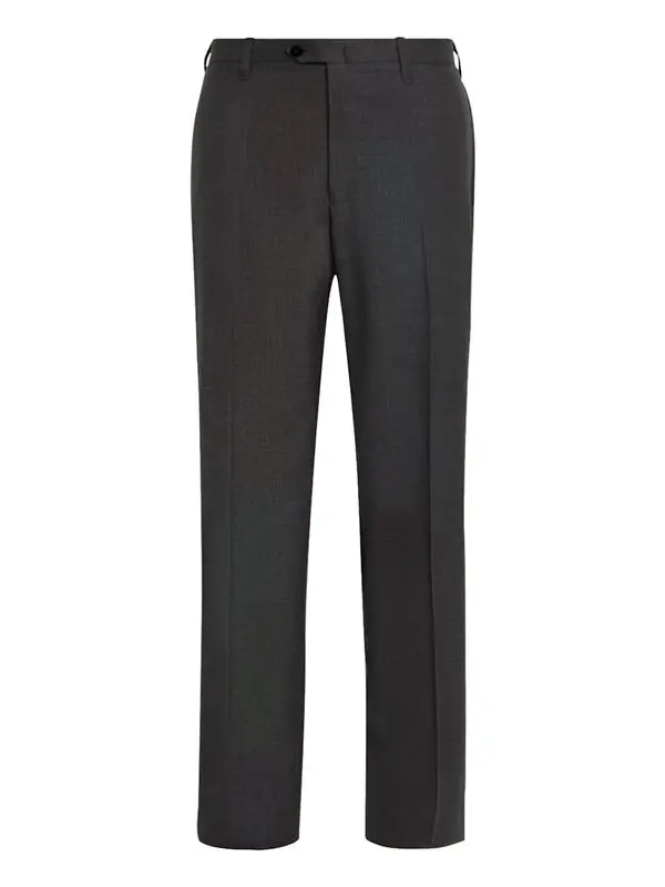 Cesare Attolini Super 150's Wool Flat-front Trousers - Grey