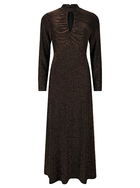 RO&ZO Keyhole-front Sparkle Maxi Dress - Gold