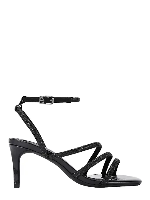 Kurt Geiger Savanna Low Crystal-embellished Heeled Woven Sandals - Black