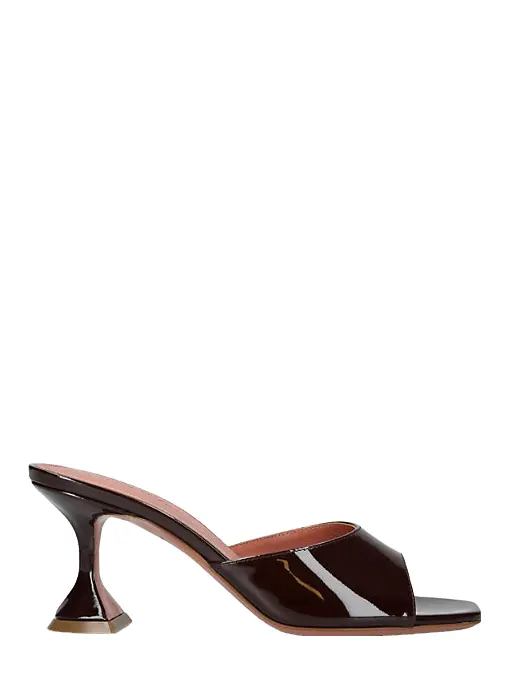 Amina Muaddi Lupita 70 Flared-heel Patent-leather Mules - Wine
