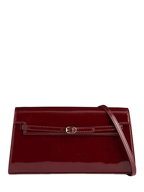 VERAFIED Belted Patent-leather Shoulder Bag - Patent Dark Cherry