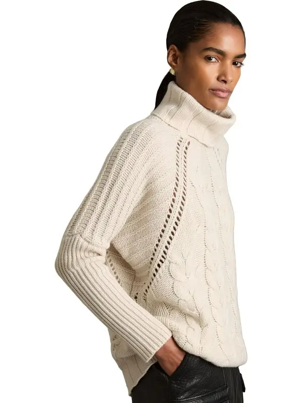 REISS Penny Wool-cashmere Cable-knit Jumper - Cream