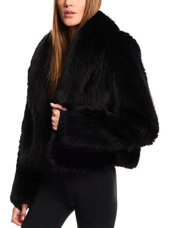 Sam. Vanessa Faux Fur Cropped Coat - Black