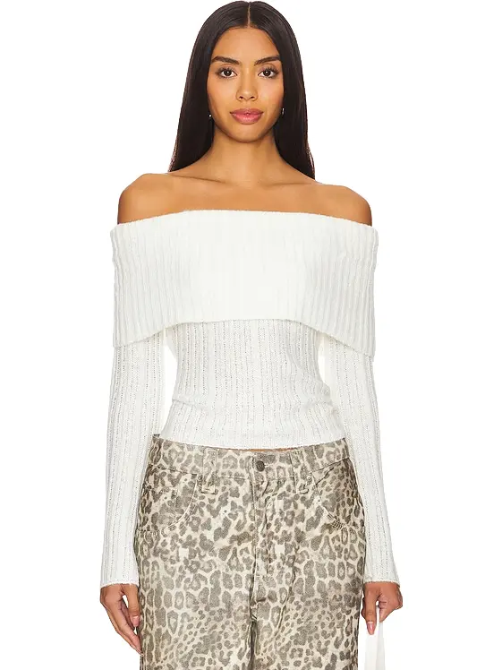 MORE TO COME Ingrid Off Shoulder Sweater - Cream