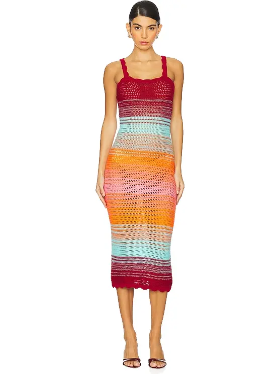 PQ Reese Dress In Orange,red - Multi