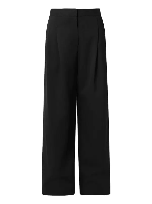 Carolina Herrera Wool-blend Crepe Wide-leg Pants - Black