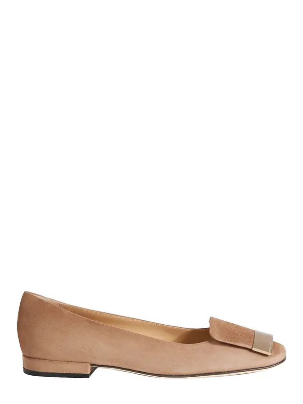 SERGIO ROSSI Sr1 Suede Ballerina Flats - Sand