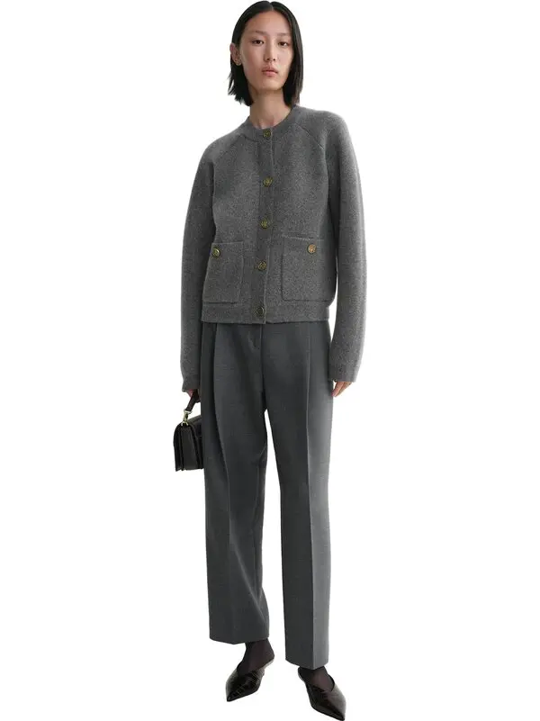 TOTEME Hammered Button Cardigan - Grey