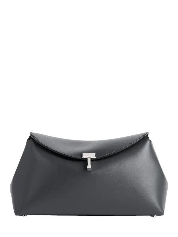 TOTEME T-lock Leather Clutch - Grey