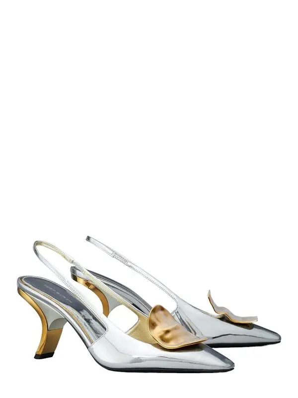 Tory Burch Patos Mismatched Slingback Heel - Argento/gold