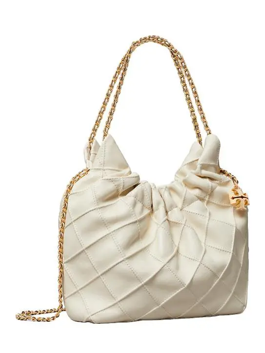 Tory Burch Mini Fleming Soft Hobo Bag - Light Cream