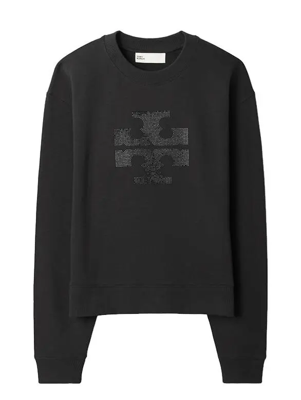 Tory Burch Crystal Logo Sweatshirt - Embellished Black