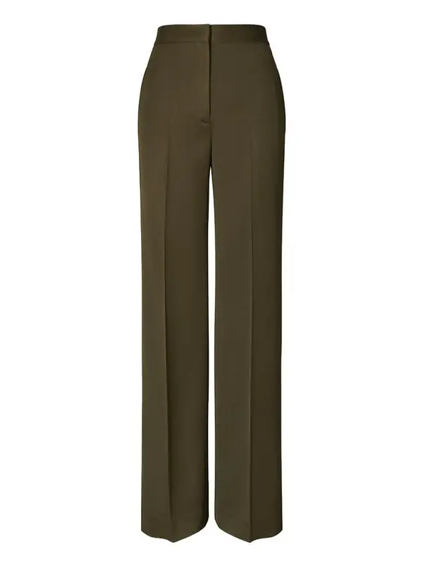 Tory Burch Wide-leg Wool Trousers - Olive Green