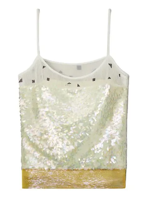 Tory Burch - Embroidered Lamé Slip Top