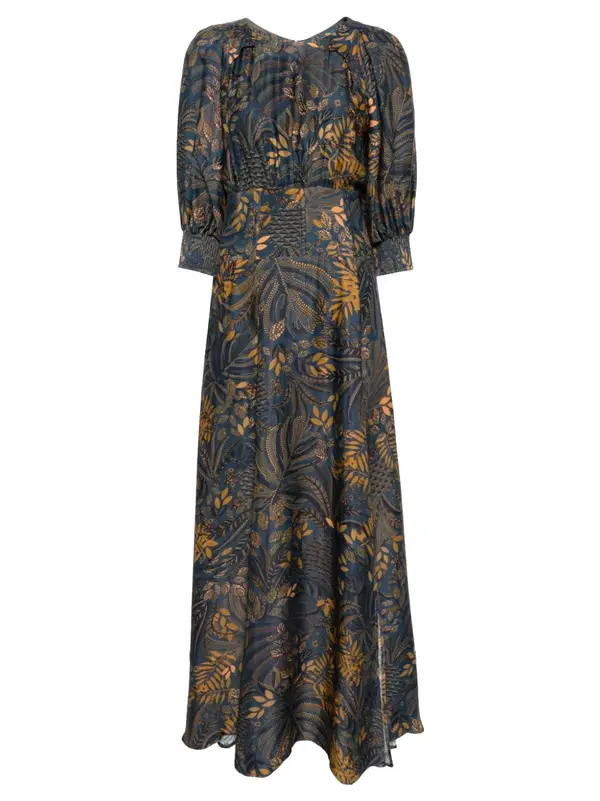 Farm Rio Dotted Forest Maxi Dress - Blue