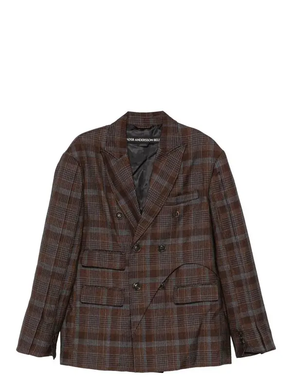 Andersson Bell Soe-check Double-breasted Blazer - Brown