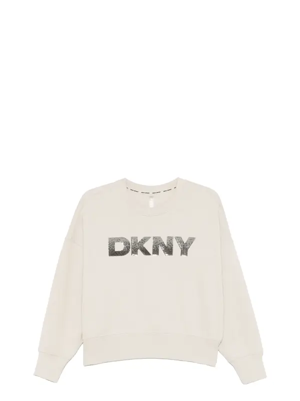 Dkny Sequined-logo Sweatshirt - Neutrals