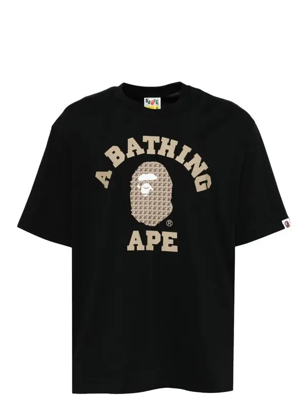 A BATHING APE Sta Houndstooth College Tee - Black
