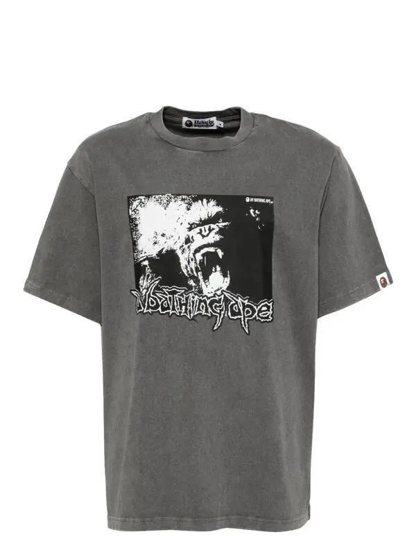 A BATHING APE Graphic Print T-shirt - Grey