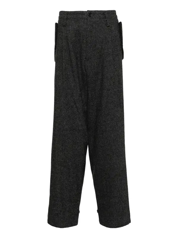 Yohji Yamamoto Twill Tapered Trousers - Black