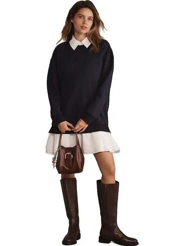 English Factory Long-sleeve Collared Mini Dress - Navy
