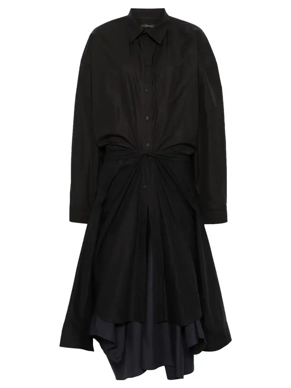 Balenciaga Maxi Patched Shirt Dress - Black