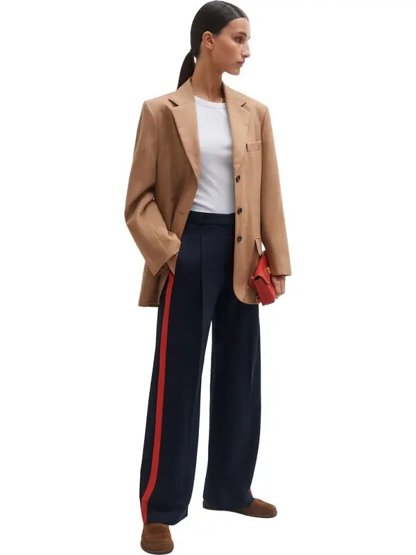 ME+EM Wool-blend Tailored Trouser With Side Stripe - Navy Multi